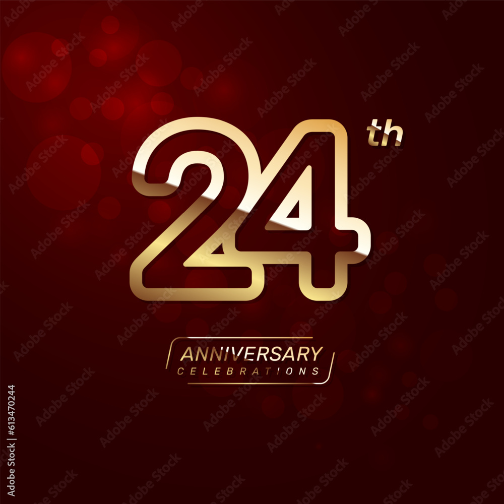 24th Year Anniversary Logo Design With A Double Line Concept In Gold 
