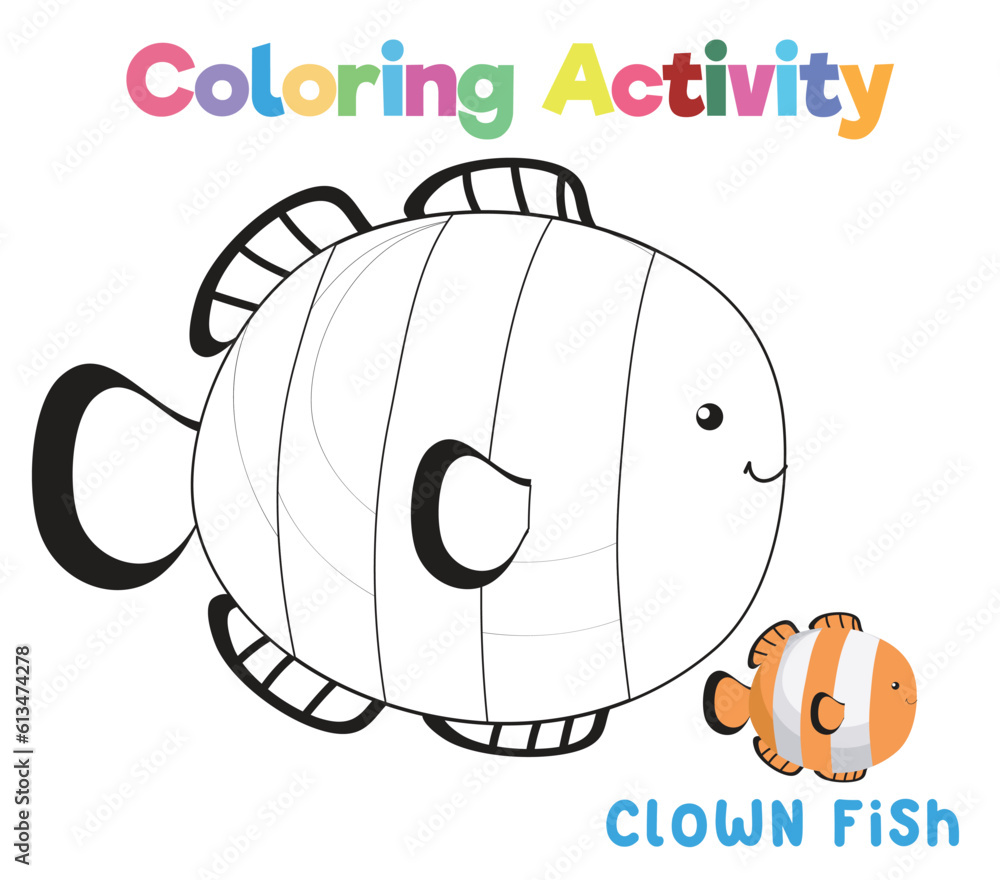Coloring the clownfish, the sea animal. Coloring sea animals worksheet ...