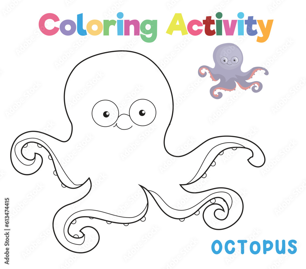 Coloring the octopus, the sea animal. Coloring sea animals worksheet ...