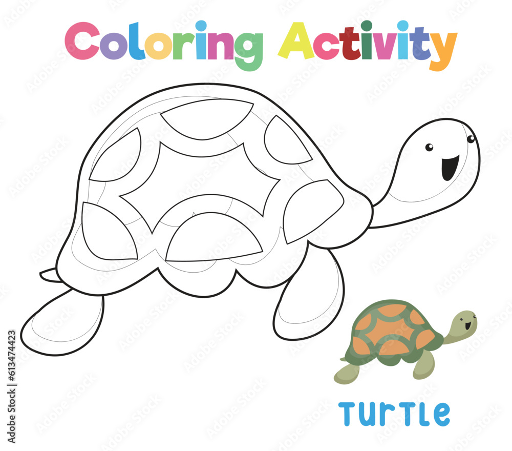 Coloring a turtle the sea animal. Coloring sea animals worksheet ...