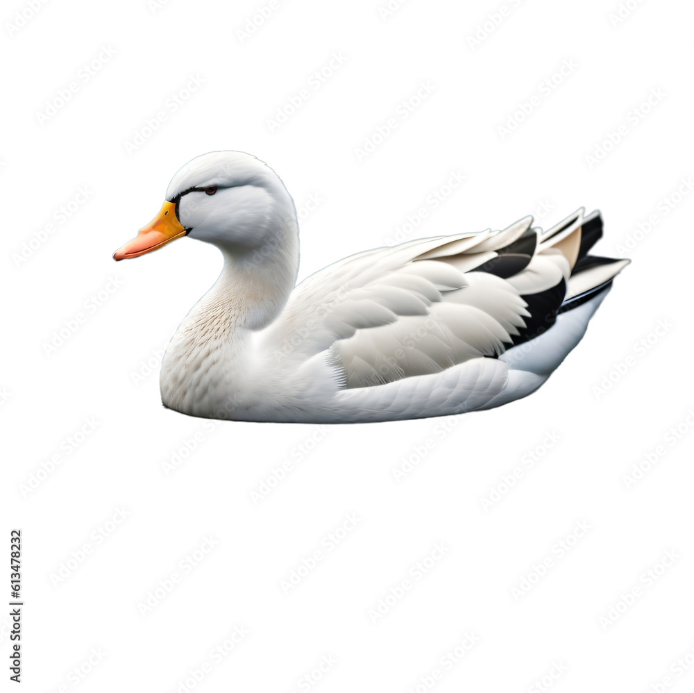 A swimming duck with a background cutout for placing on the water ...