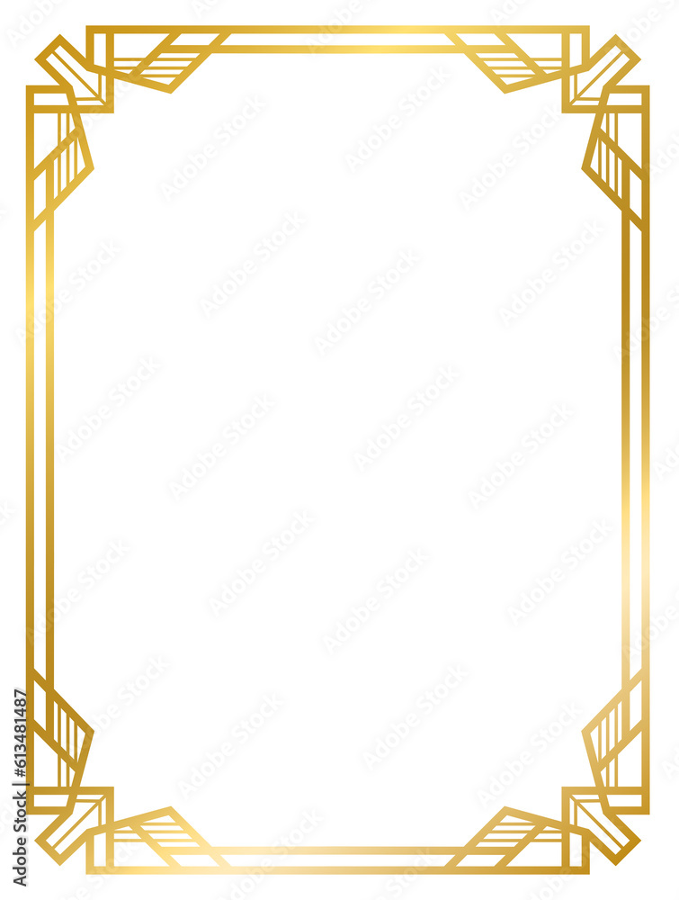 Art Deco gold frame vintage frame line geometric wedding label card ...