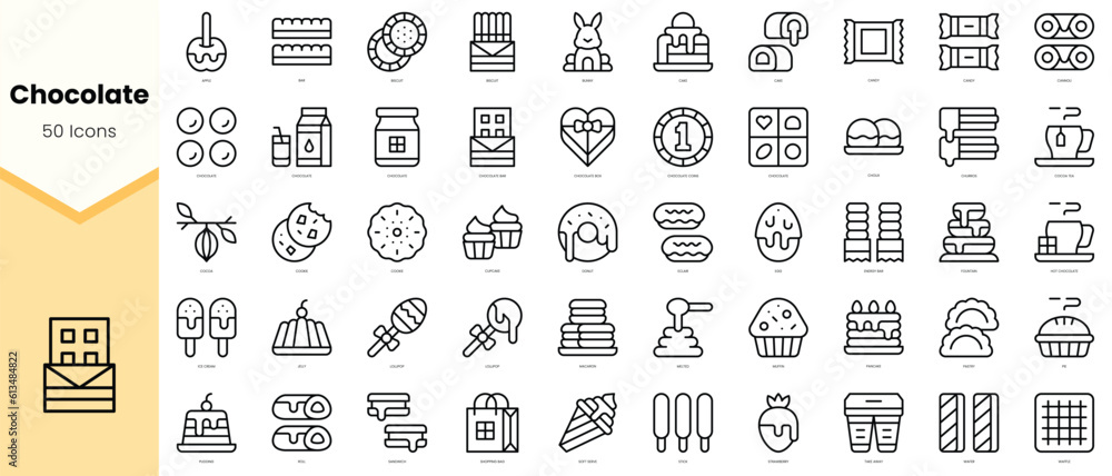Set of chocolate Icons. Simple line art style icons pack. Vector ...