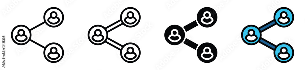 Share icon button set. Social media communication, sharing, connect ...