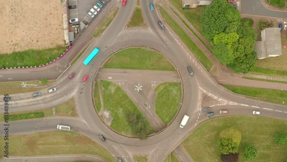 Top down overhead shot of separated bike lanes for bicycles and ...