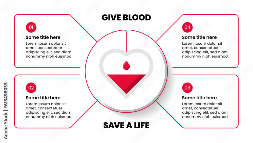 Infographic template. Blood donation concept with 4 steps Stock Vector ...