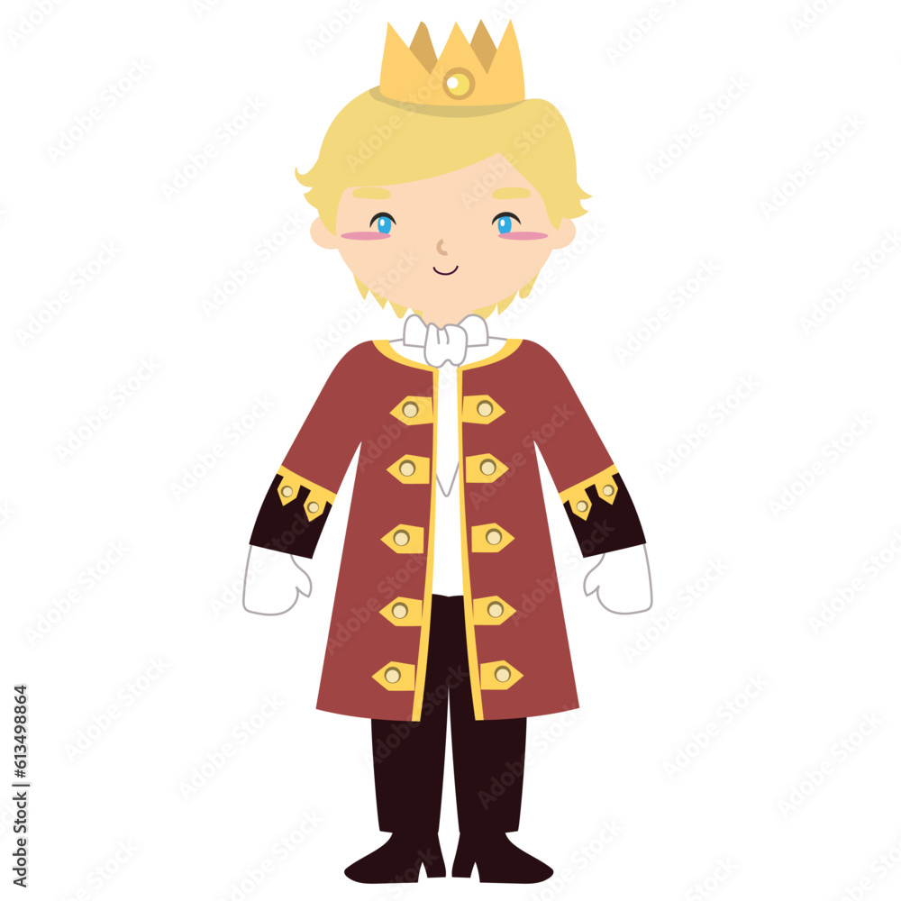 Clipart of handsome prince in red coronation suit. Medieval fairytale ...