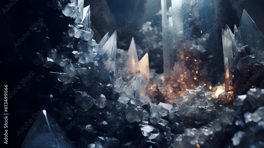 Crystal Growth, Intricate crystals forming on a metallic surface, A ...