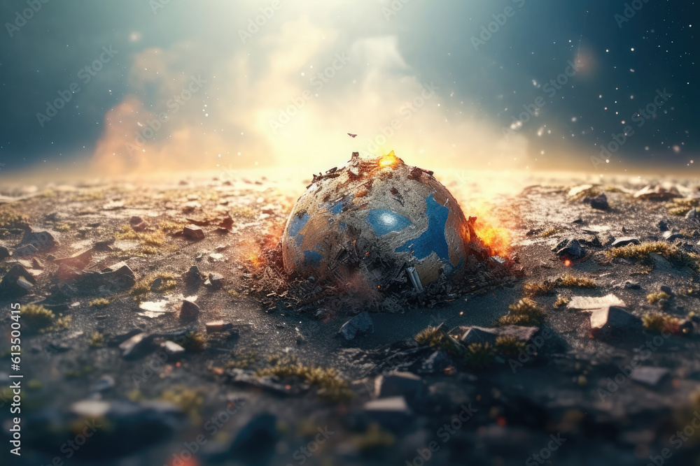 Explosion. Planet Earth is in Danger. Global warming. Apocalypse. Global environmental problem ...