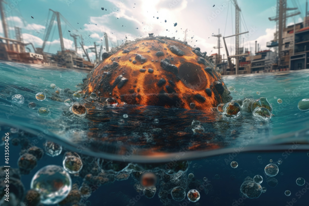 The concept of pollution of the Earth, rivers, seas, oceans.Planet ...