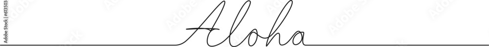 continuous single line drawing of word ALOHA, line art vector ...