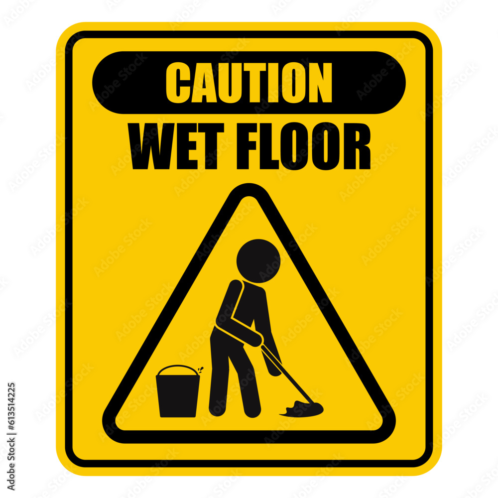 Printable safety sign stickman moping floor with water icon for safety ...