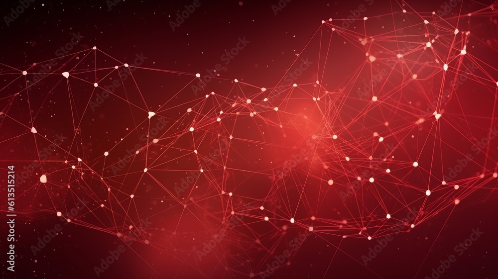 Abstract red background. Network connection structure. Grid Stock ...