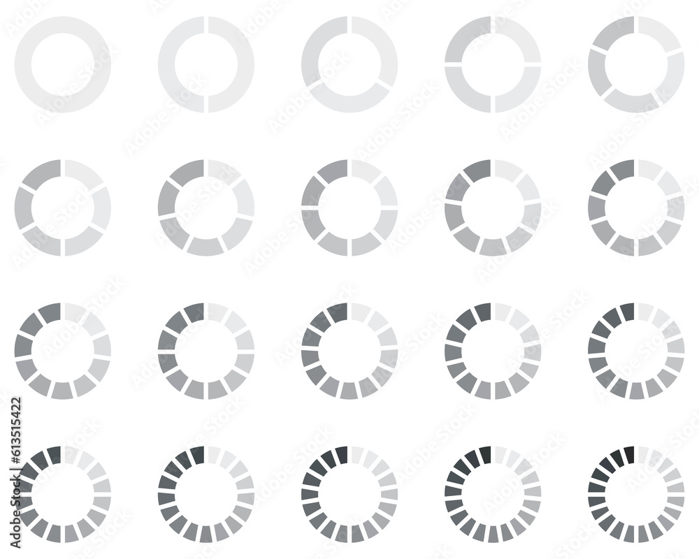 Chart segments collection. Sections and slices pack. Wheel diagrams set ...