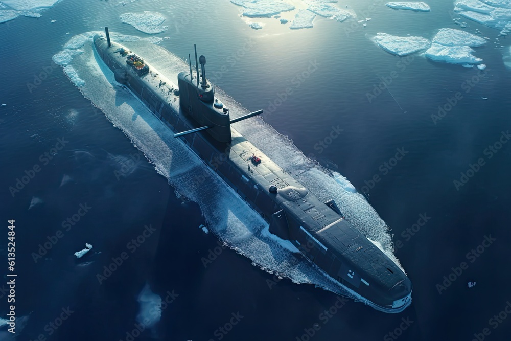 Majestic Nuclear Military Submarine in the North Waters of the Arctic ...