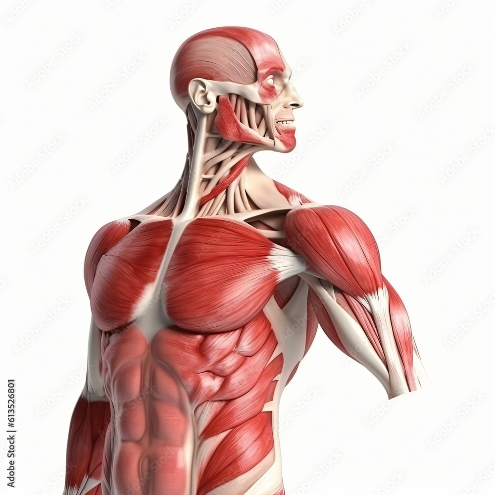 3D illustration Original human close up Chest Arm Muscles (Biceps ...