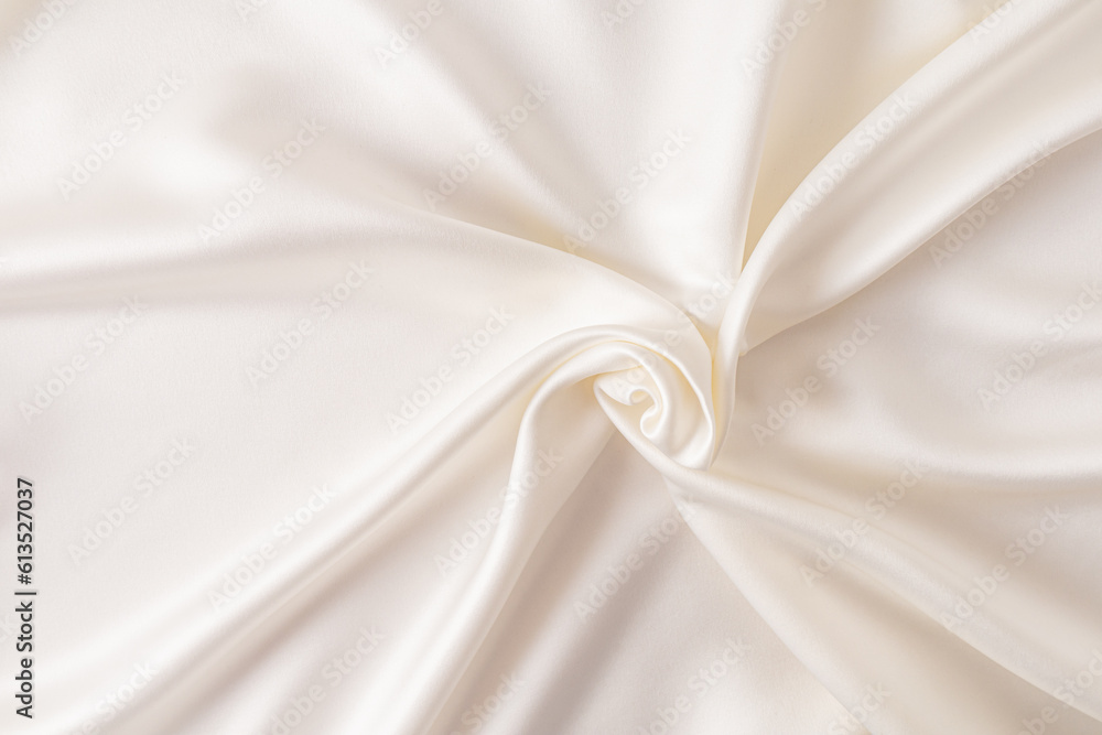 Beautiful delicate beige satin background with soft pleats for wedding ...