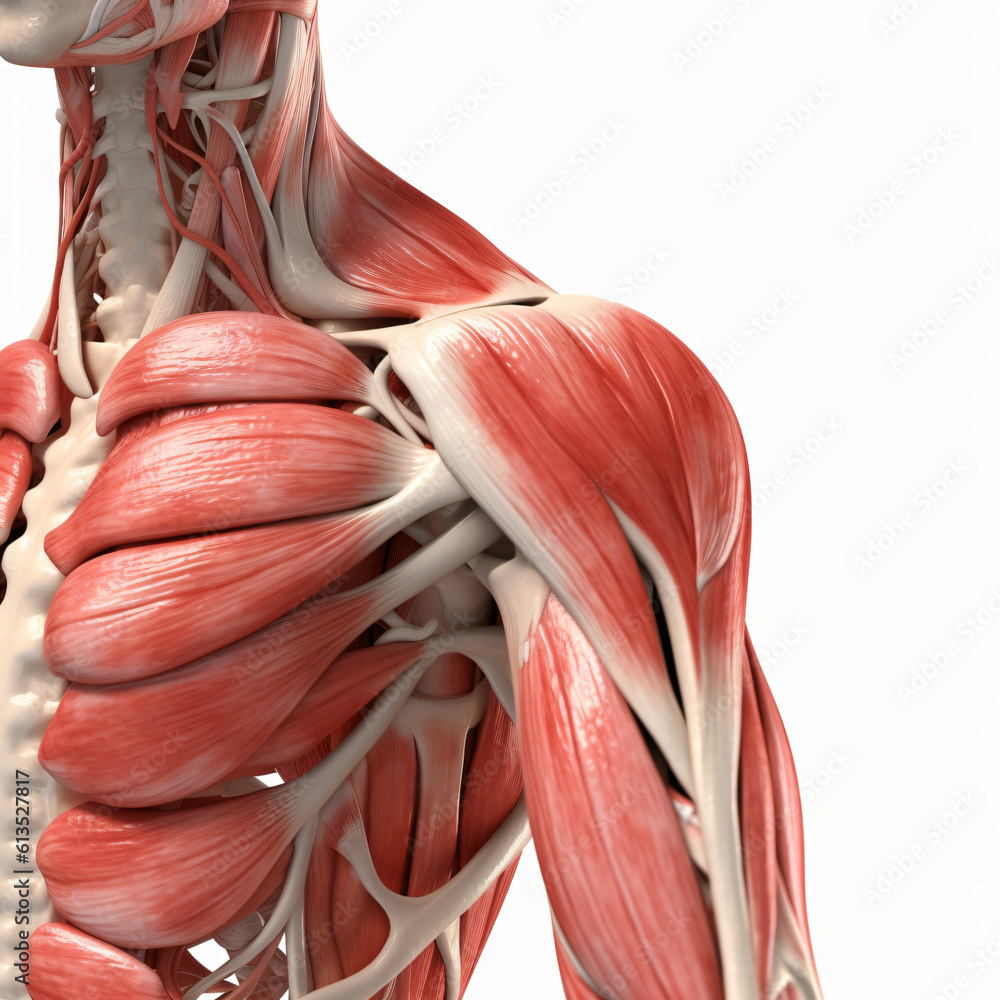 3D illustration Original human close up Chest Arm Muscles (Biceps ...