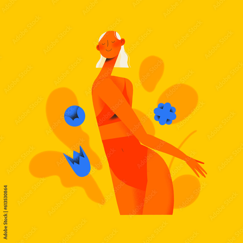 Sunny Girl In A Bikini Stock Illustration Adobe Stock