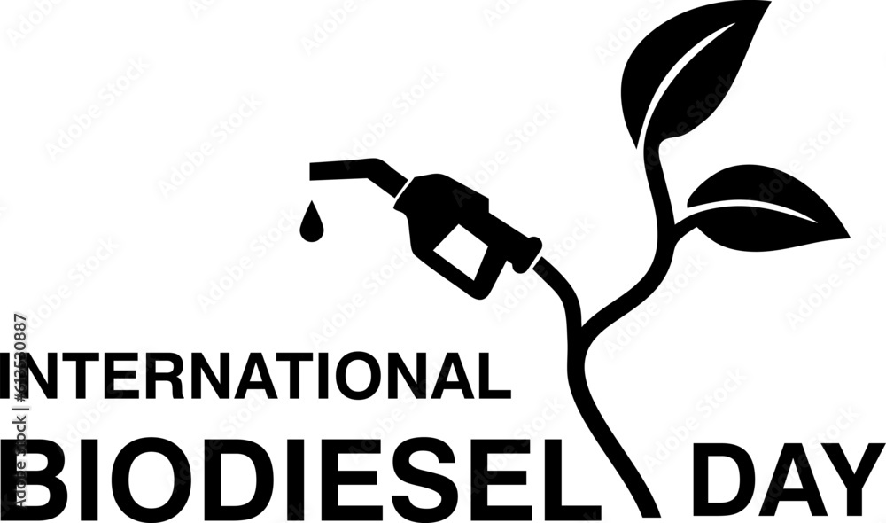 International biodiesel day. Gas pump nozzle. Canisters or jerry can ...