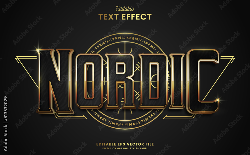 decorative editable nordic text effect vector design Stock Vector ...