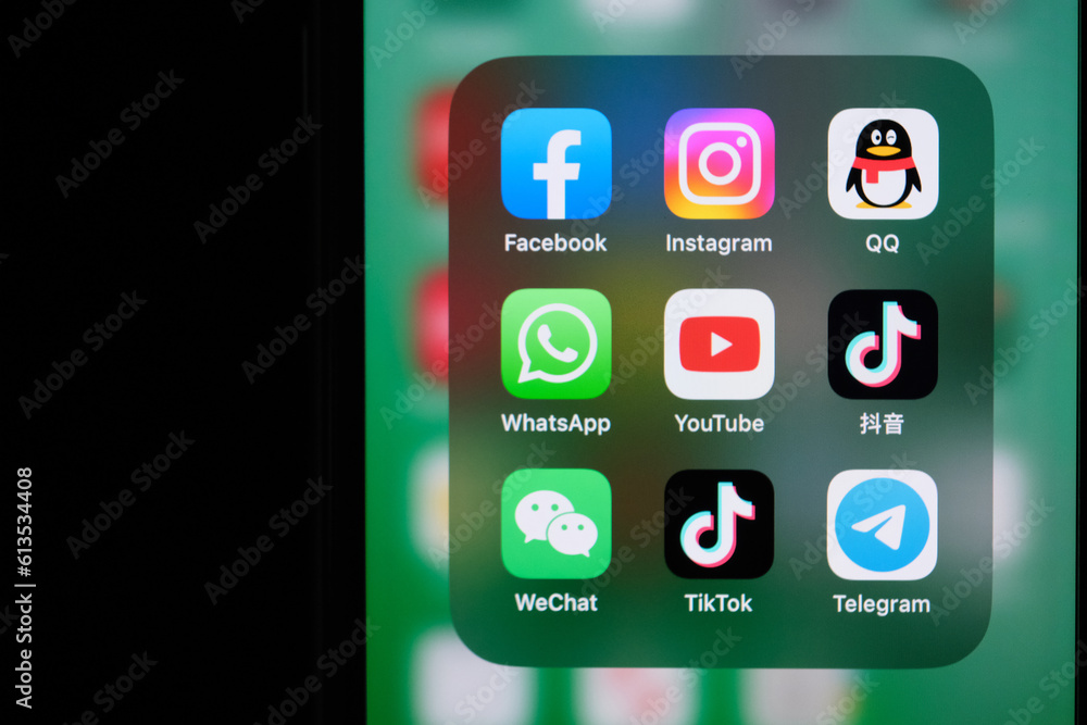 Shanghai,China-June 13st 2023: YouTube, WhatsApp, Facebook, WeChat ...