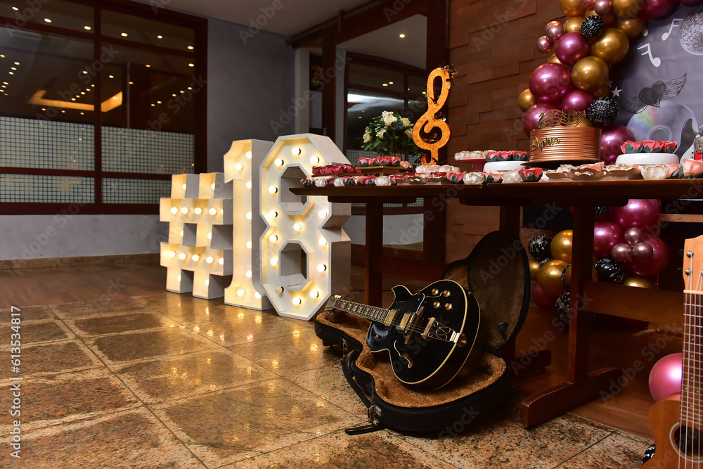 guitar and musical instruments, themed birthday party, music theme ...