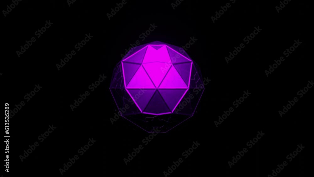 Seamless loop animation purple sphere rotation on black background, VFX ...