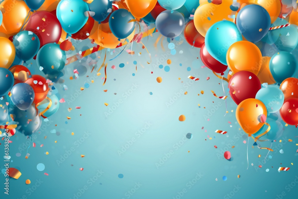 Birthday background with balloons and confetti birthday card or ...