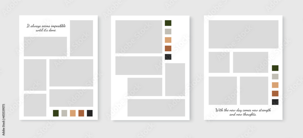 Mood board template. Photo collage layout. Picture album grid ...