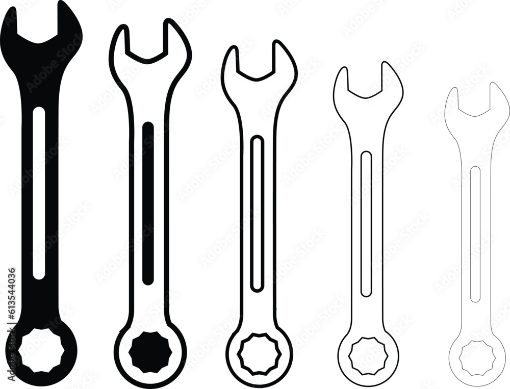 Black silhouette of wrench Stock Vector | Adobe Stock