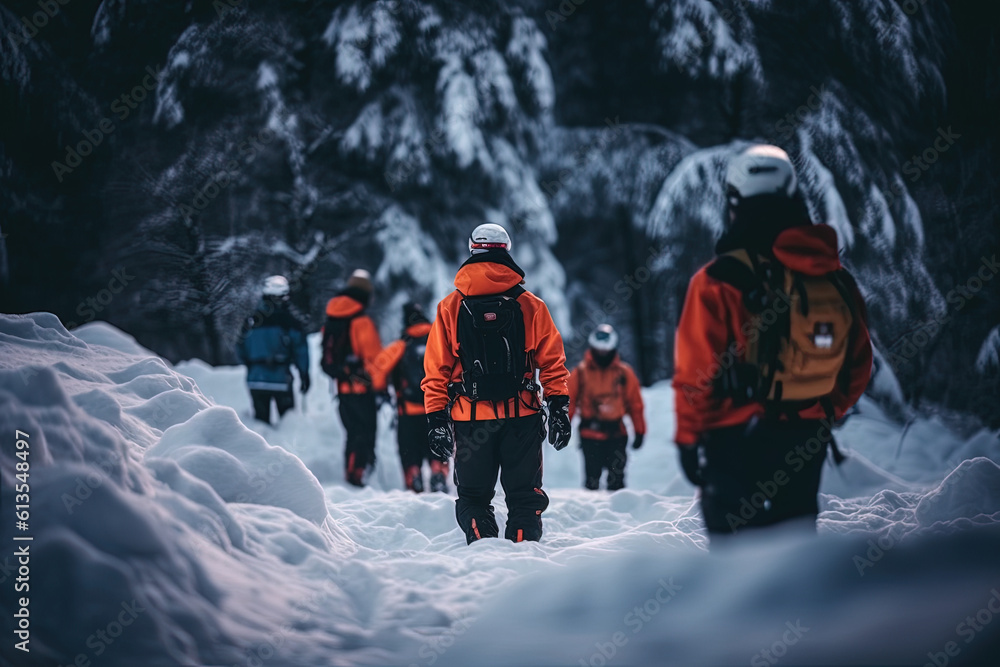 In the Face of Danger. Rescue team navigates through a treacherous ...