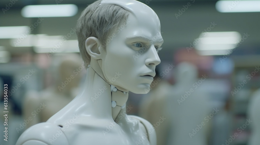 elderly man, old man is half a robot, transhumanism and robot body ...