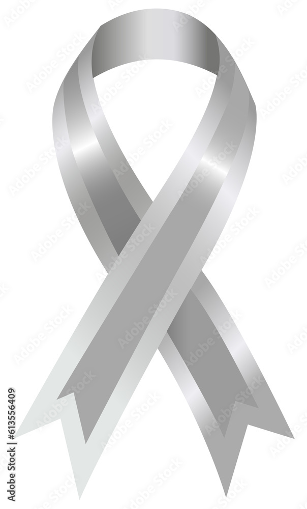 Silver awareness ribbon used to represent many causes including brain ...