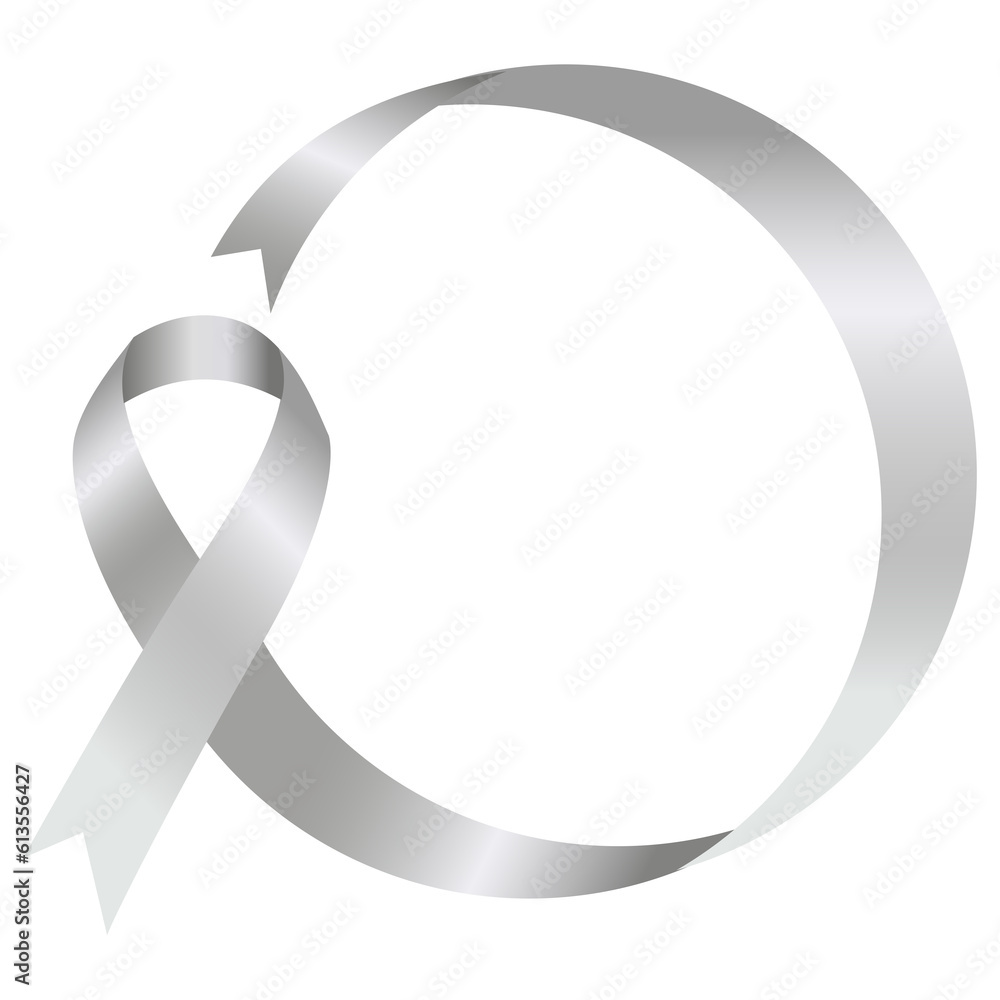 Silver awareness ribbon used to represent many causes including brain ...