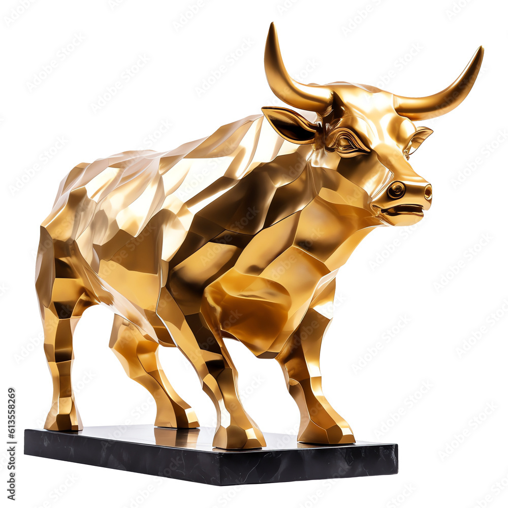 Golden bull statue isolated on transparent background - Generative AI 素材庫插圖 | Adobe Stock