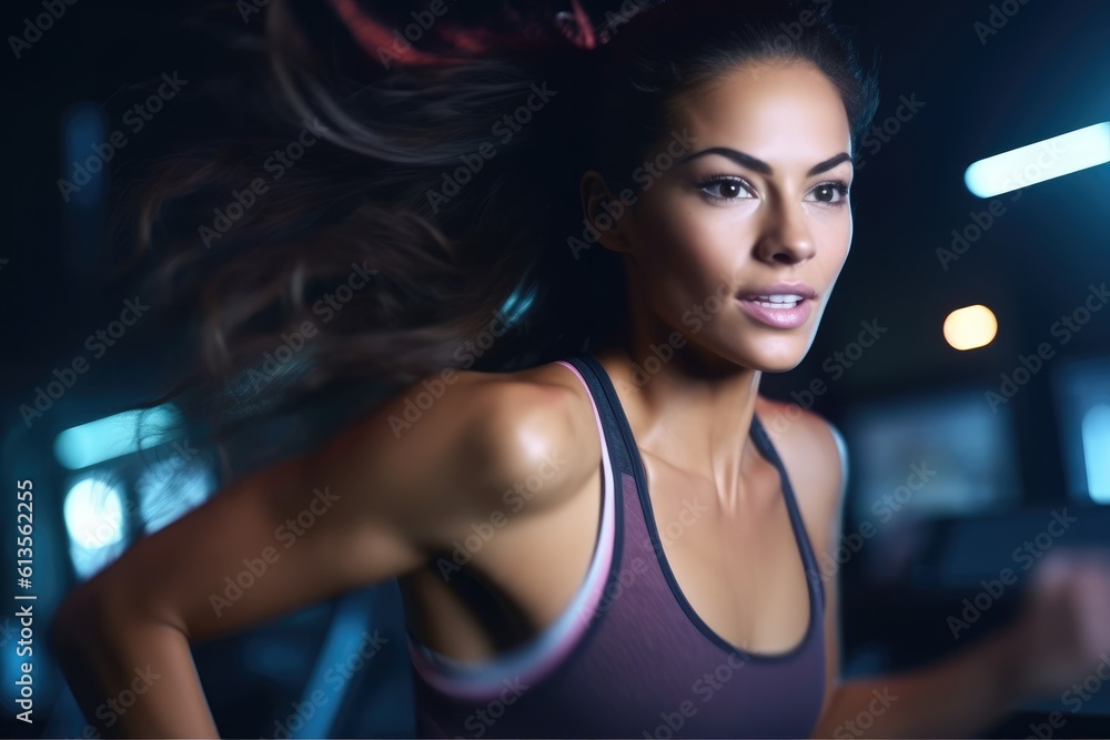 The strength and agility of a female athlete as she engages in high ...