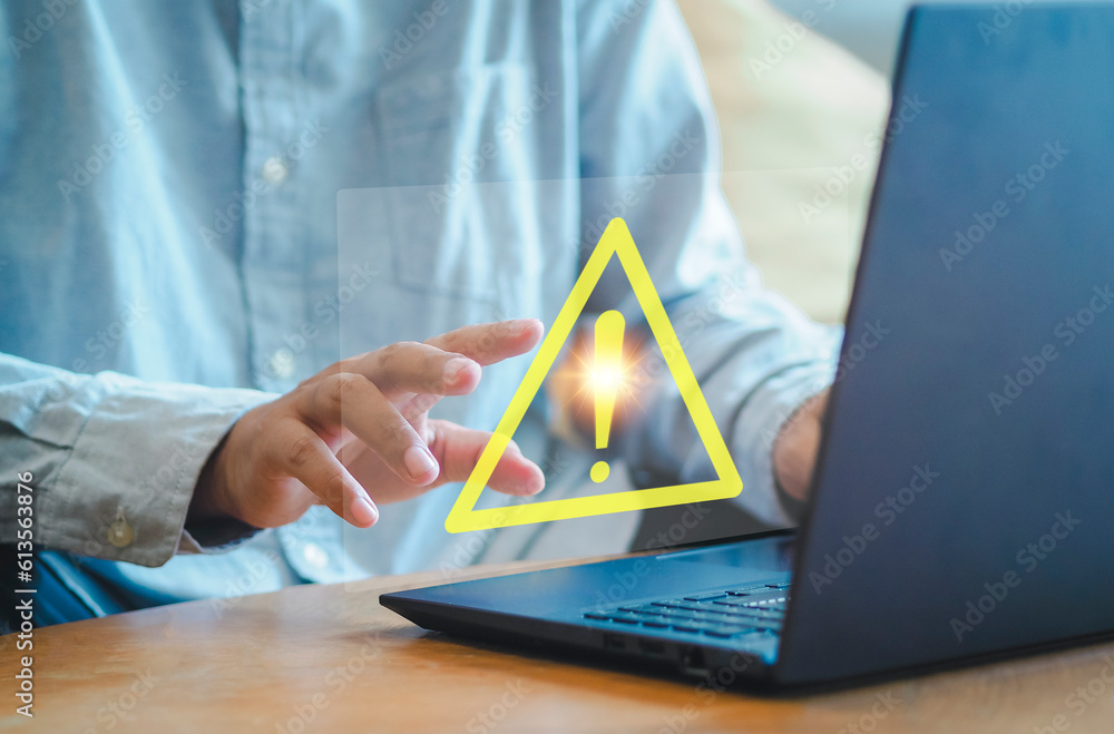 System hacked alert after cyber attack on computer network. compromised ...