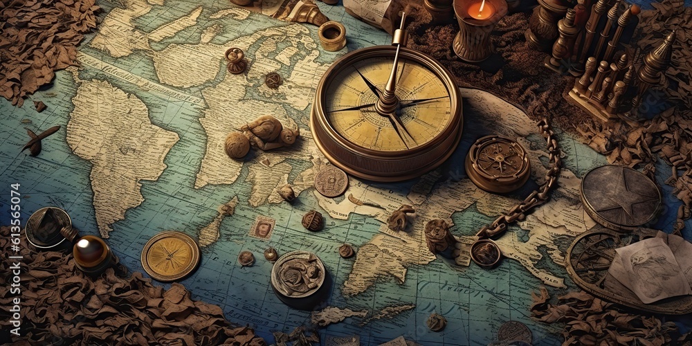 AI Generated. AI Generative. Retro vintage antique treasure map ...