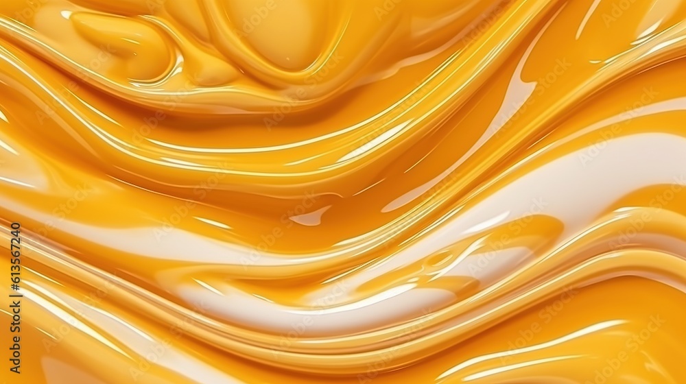 Liquid sweet melted caramel. Wavy abstract background. Peanut butter ...