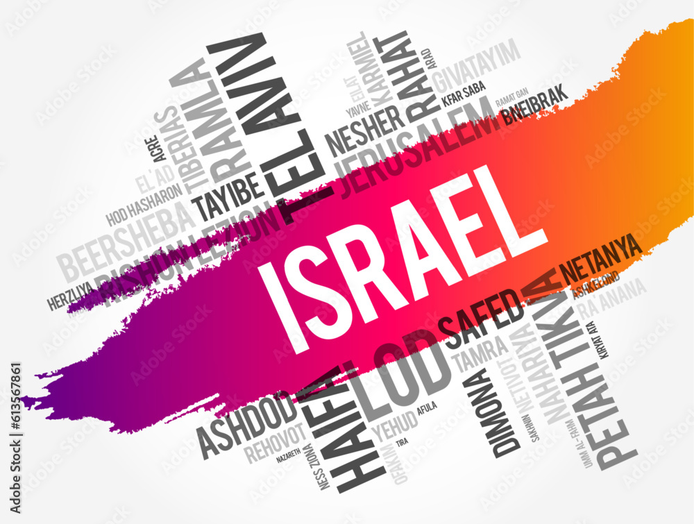 List of cities and towns in Israel, word cloud collage, business and ...