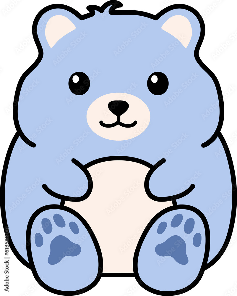 Kawaii Clipart Cute Blue Bear Clip art Layered SVG cut file for Cricut ...