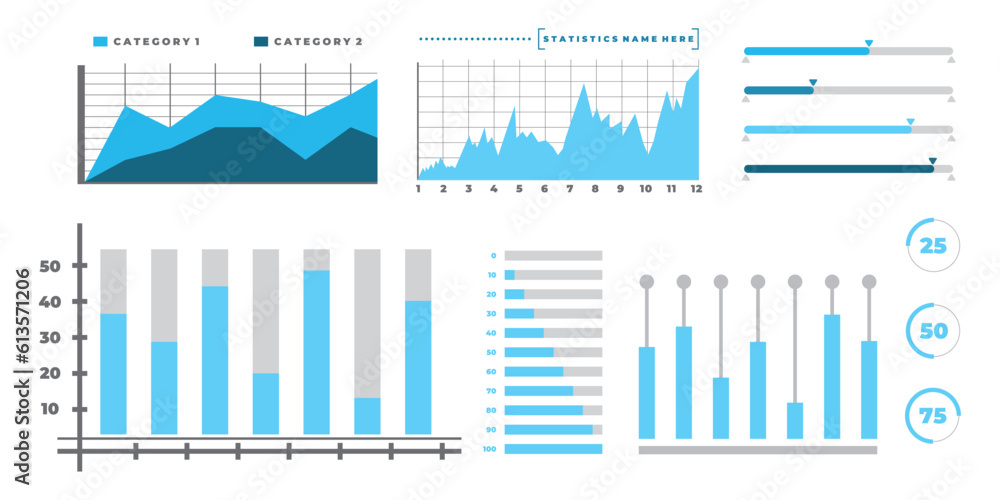 Modern infographic vector template with statistics graphs and finance ...