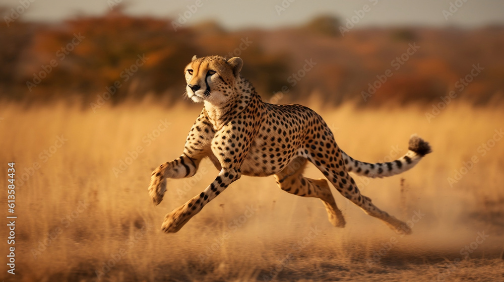 Graceful Cheetah Sprinting through the Wilderness: A magnificent ...