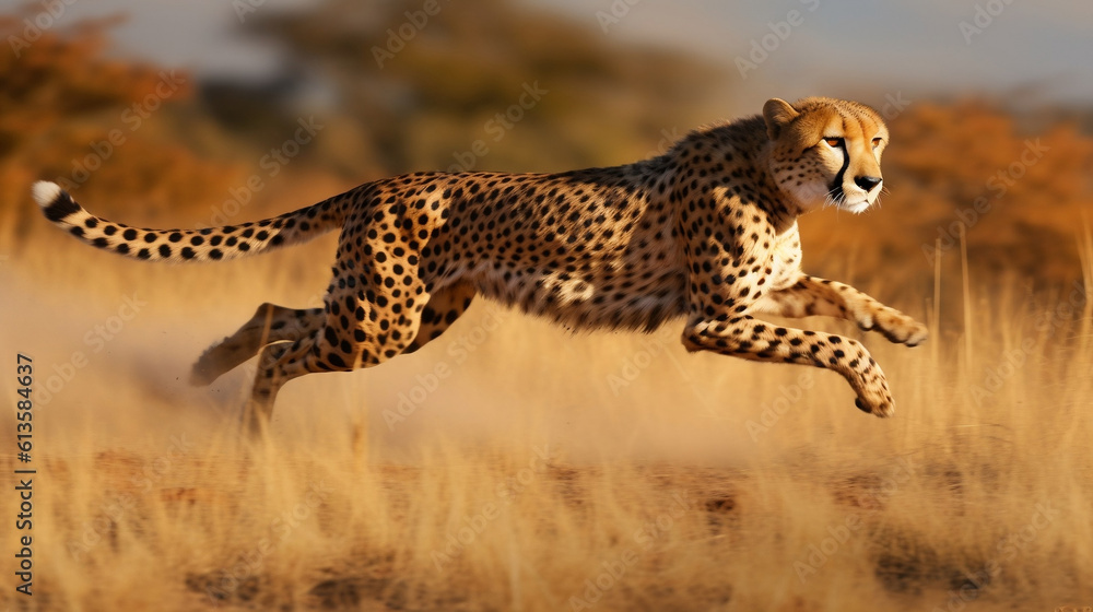 Graceful Cheetah Sprinting through the Wilderness: A magnificent ...