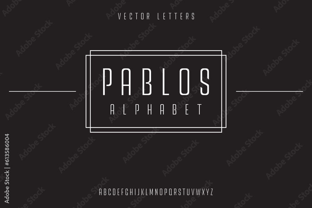Minimalist long and thin tittle font English alphabet letters. Minimal ...