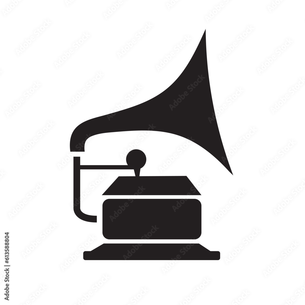 Vintage gramophone vector logo isolated. Antique record player ...