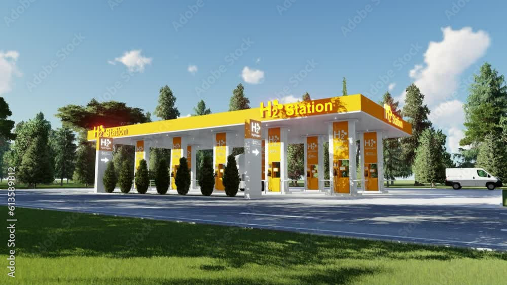 Hydrogen charging gas station. Hydrogen Refueling The Car On The ...