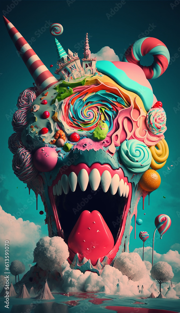 Weirdcore Candyland inspired scene. Created using ai generative ...