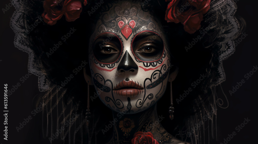 Catrina, latin woman Illustration , mexican folklore, traditional. ai ...